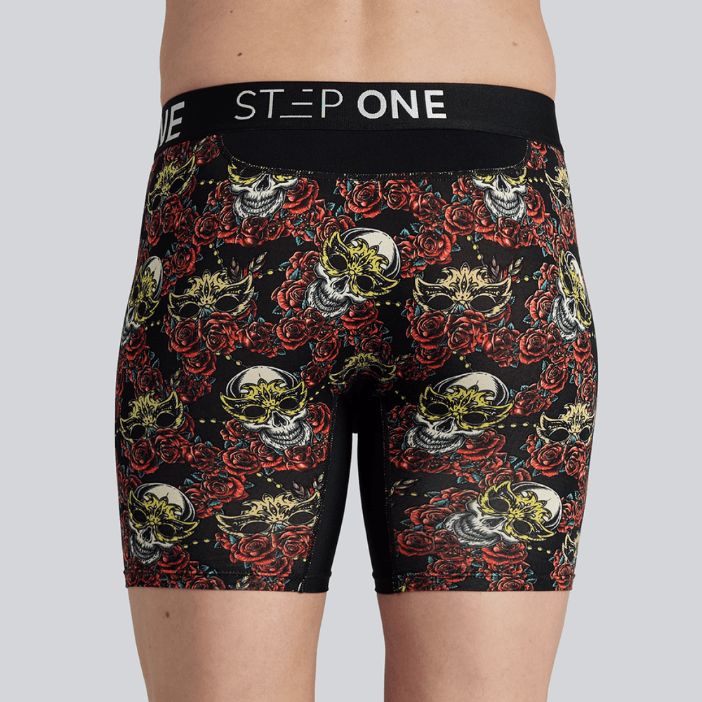 Boxer Brief - Bones & Roses | Step One Bamboo Underwear Australia